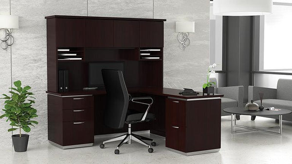 Tuxedo Series L-Shape Desk with Hutch by Office Star Products ...